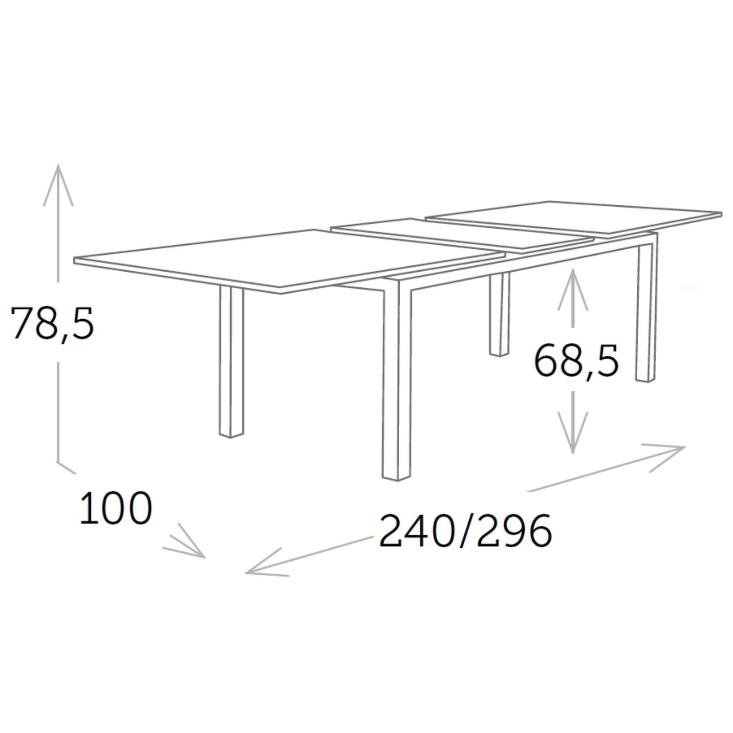 THOR Mesa comedor rectangular extensible 240/296x100cm – Alaire